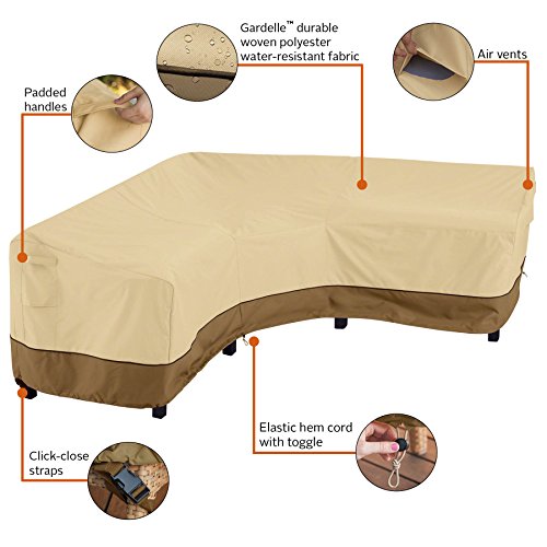 Classic Accessories Veranda Water-Resistant 70 Inch Patio V-Shaped Sectional Lounge Set Cover, Patio Furniture Covers, Pebble/Bark/Earth
