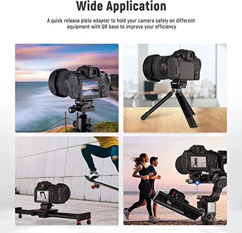 NEEWER Quick Release Plate, Camera Mount Adapter with 1/4" and 3/8" Screw Thread, Quick Release System for Tripod, Monopod, Stabilizer, Slider, Max. Load 11lb/5kg (QRP-1)