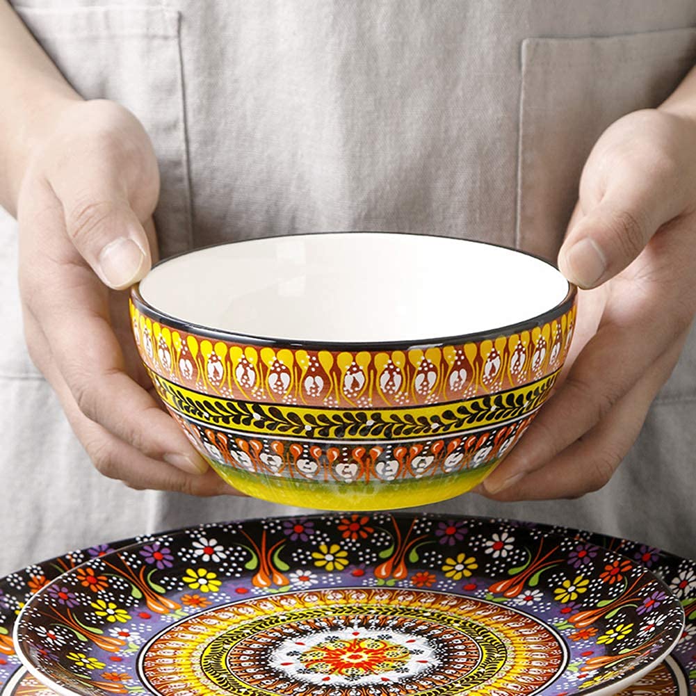 Porcelain Dinnerware Sets, Bohemia Tableware Combination Set | 10 Plates / 2 Bowls / 4 Cups / 4 Mugs - Exotic Ceramics Dinner Sets, Service for 4 Person, Gift for Wedding Housewarming Christmas,8 inc