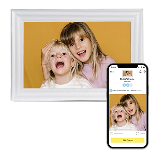 Aura Carver HD Smart Digital Picture Frame 10.1 Inch WiFi Cloud Digital Photo Frame, Free Unlimited Storage, Send Photos from Anywhere β Sea Salt