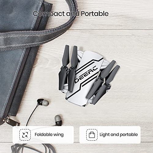 DEERC D20 Mini Drone for Kids with 720P HD FPV Camera Remote Control Toys Gifts for Boys Girls with Altitude Hold, Headless Mode, One Key Start Speed Adjustment, 3D Flips 2 Batteries, Silver