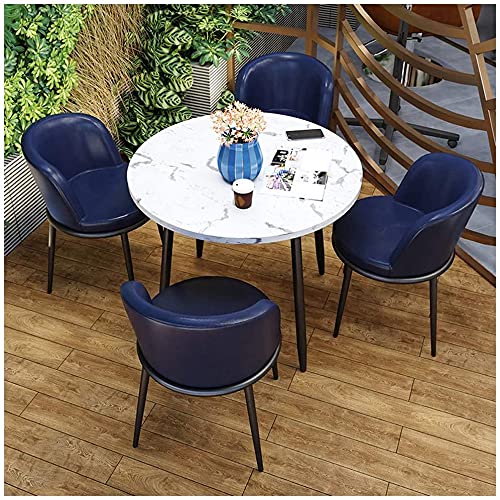 Kitchen Table Set, Conference Reception Room Coffee Table with Chair, 80cm Solid Wood Round Table Contemporary 1 Table 4 Chairs Cotton and Linen Cloth Office Hotel Restaurant Upholstered Backrest ( Co