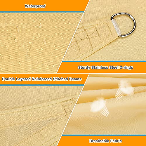 Sun Sail Shades Rectangular Waterproof, Jhua 9.8 x 13.1ft Sun Shade Sail Rectangle 160GSM UV Block Sail Canopy for Patio Backyard Lawn Garden Deck Sand, Outdoor Activities