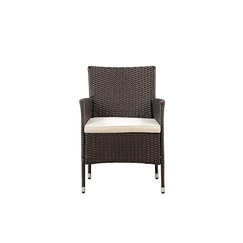 Amazon Basics Outdoor Patio Garden Faux Wicker Rattan Chair Conversation Set with Cushion - 4-Piece Set, Brown