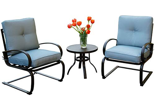 Kozyard Susan 3 PCs Patio Bistro Set Outdoor Furniture for Patio, Garden, and Yard with Cushioned Seats(Blue)