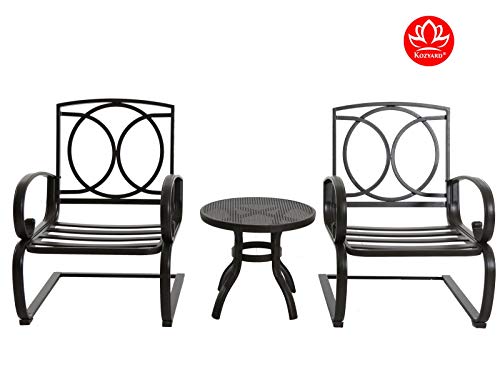 Kozyard Susan 3 PCs Patio Bistro Set Outdoor Furniture for Patio, Garden, and Yard with Cushioned Seats(Blue)