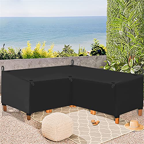 GARPROVM Patio V-Shaped Sectional Sofa Cover, Waterproof Outdoor Sectional Furniture Cover, Heavy Duty 420D Oxford Cloth Outdoor Sofa Cover Garden Couch Fits up to 100 x 100 x 33 inches