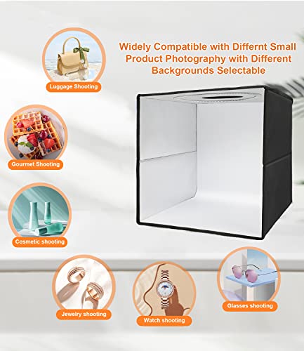 Goottan Photo Studio Light Box, 12"x12" Professional Photo Shooting Tent Box Lighting Kit with 120 LED Lights and 6 Backdrops, Portable Light Box Photography for Small Items