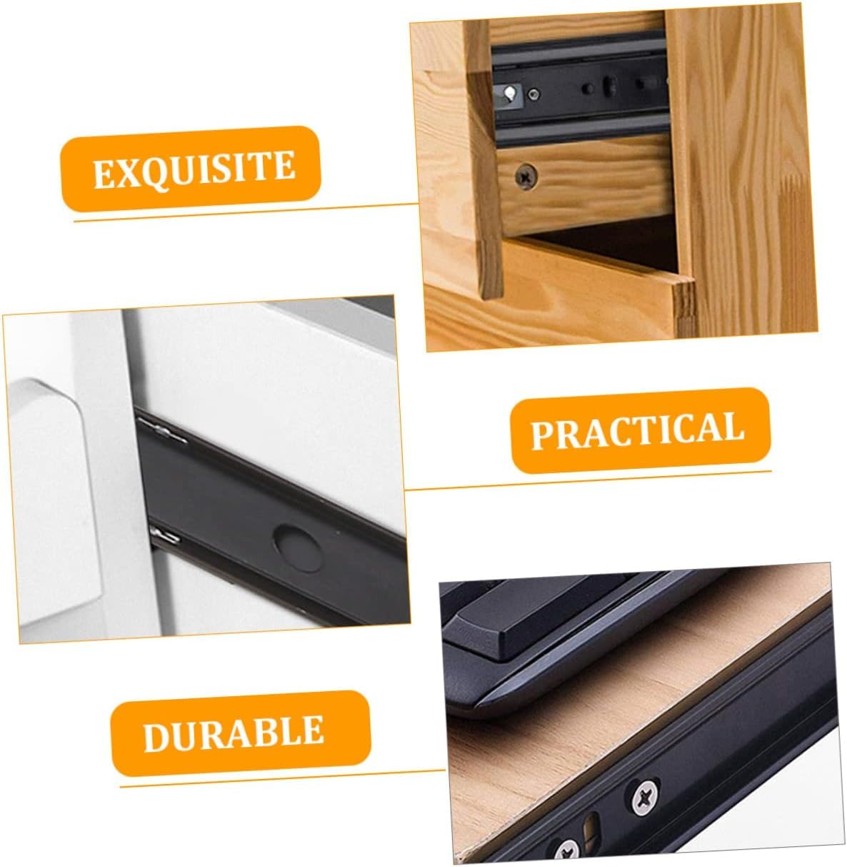 ALturN Drawer Glides,1 Pair Keyboard Track Dresser Tray L Brackets Heavy Duty Black Slides Side Under Desk Keyboard Tray Slide Out Keyboard Drawer Under Desk Slide Drawer Track Drawer Guide Rail B