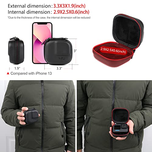 HSU Mini Carrying Case Compatible with GoPro Hero 11/10/9/8/7/(2018)/6/5 Black,Session 5/4,Hero 3+,AKASO/Campark/YI Action Camera and More,Protective Security Bag