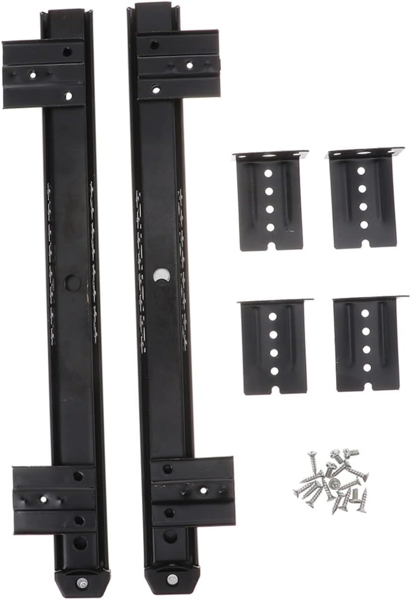 ALturN Drawer Glides,1 Pair Keyboard Track Dresser Tray L Brackets Heavy Duty Black Slides Side Under Desk Keyboard Tray Slide Out Keyboard Drawer Under Desk Slide Drawer Track Drawer Guide Rail B