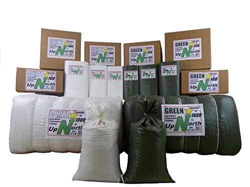 UpNorth Sandbags - Box of 100 - Empty Woven Polypropylene Sand Bags w/Ties, w/UV Protection; size: 14" x 26", color: White