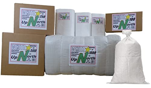 UpNorth Sandbags - Box of 100 - Empty Woven Polypropylene Sand Bags w/Ties, w/UV Protection; size: 14" x 26", color: White