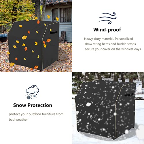 Bitubi 41 Inch Outdoor Bar Set Cover 600D Oxford Cloth Classic Black Heavy Duty Waterproof Patio Bar Set Cover Wicker Bar Table Set Covers
