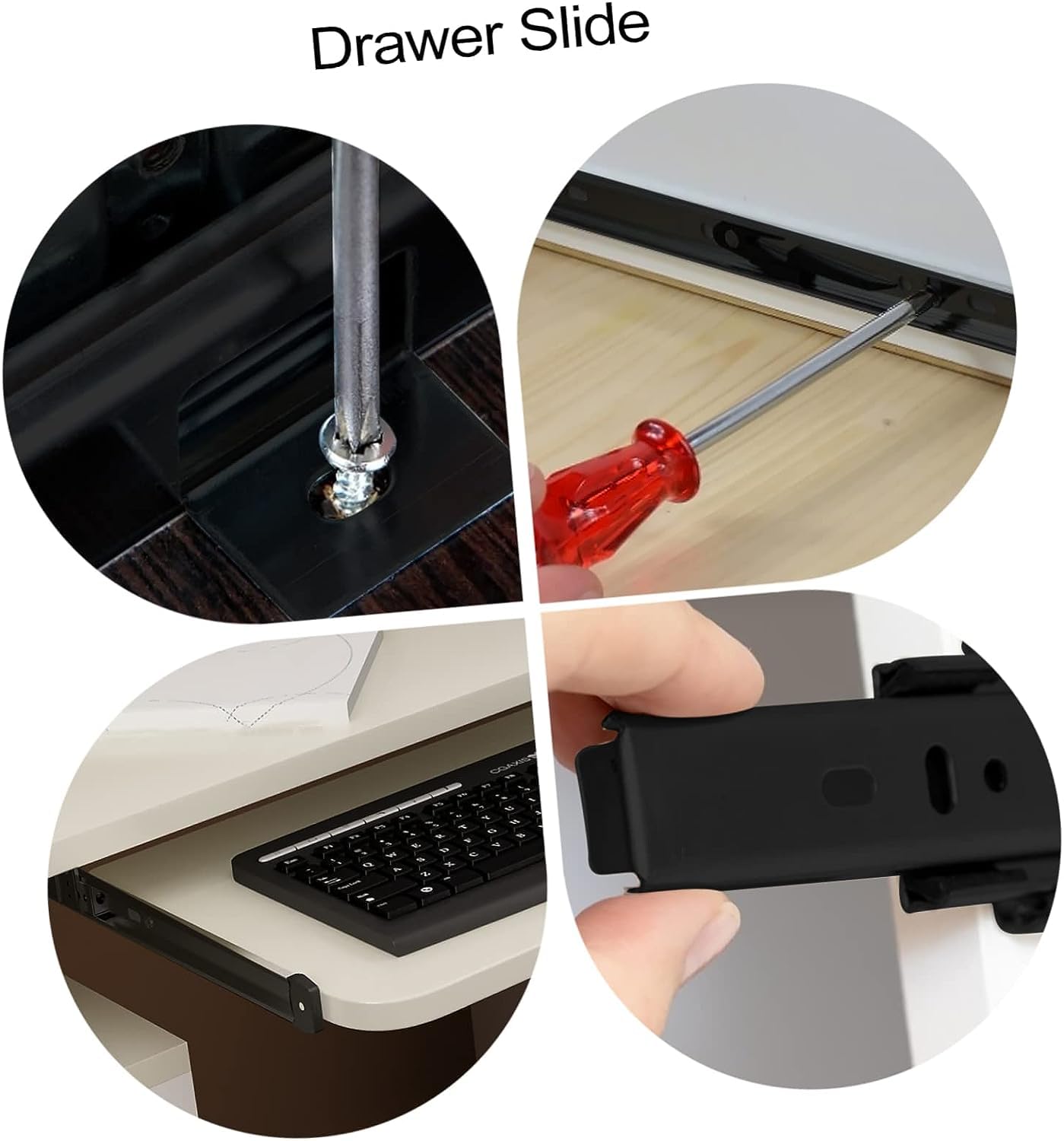 Drawer Glides,1 Pair Guide Furniture Slides Accessory Tray Drawers for Desk Keyboard Tray Slides Computer Drawer Tray Accessories Keyboard Tray Rails Keyboard Slide Drawer Slide Keyboard Tr