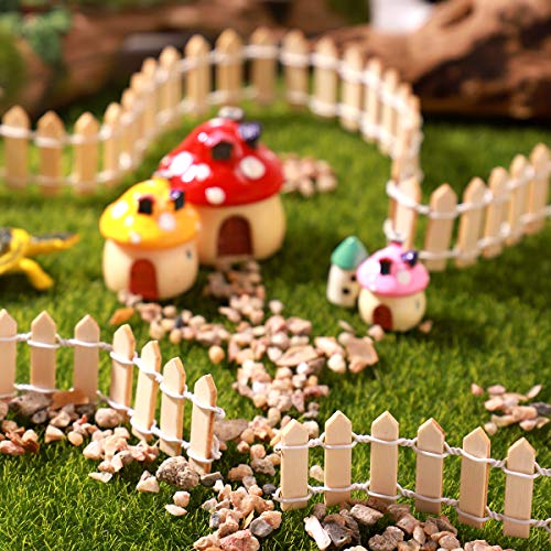 VORCOOL Small Wood Fence Miniature Fairy Garden Kit Micro-Landscape Accessories Dollhouse Decor Bonsai Terrarium Ornament(100cm x 3cm)