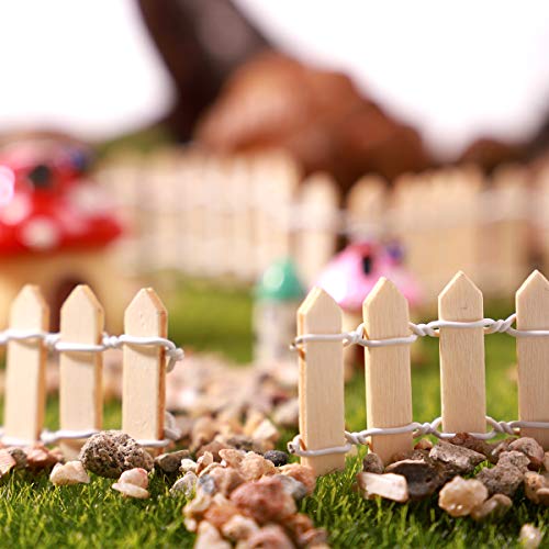 VORCOOL Small Wood Fence Miniature Fairy Garden Kit Micro-Landscape Accessories Dollhouse Decor Bonsai Terrarium Ornament(100cm x 3cm)