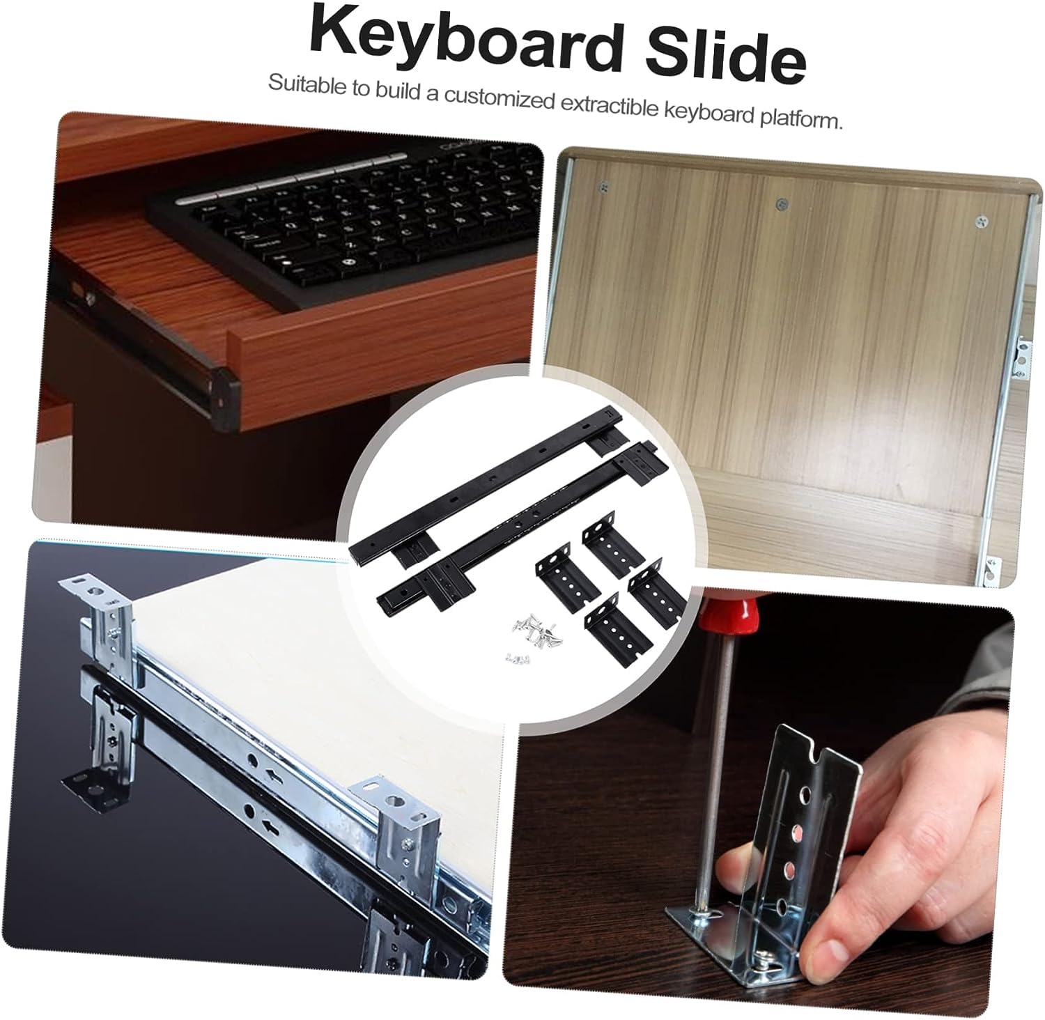 Drawer Glides,1 Pair Guide Furniture Slides Accessory Tray Drawers for Desk Keyboard Tray Slides Computer Drawer Tray Accessories Keyboard Tray Rails Keyboard Slide Drawer Slide Keyboard Tr