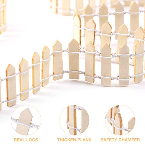 VORCOOL Small Wood Fence Miniature Fairy Garden Kit Micro-Landscape Accessories Dollhouse Decor Bonsai Terrarium Ornament(100cm x 3cm)