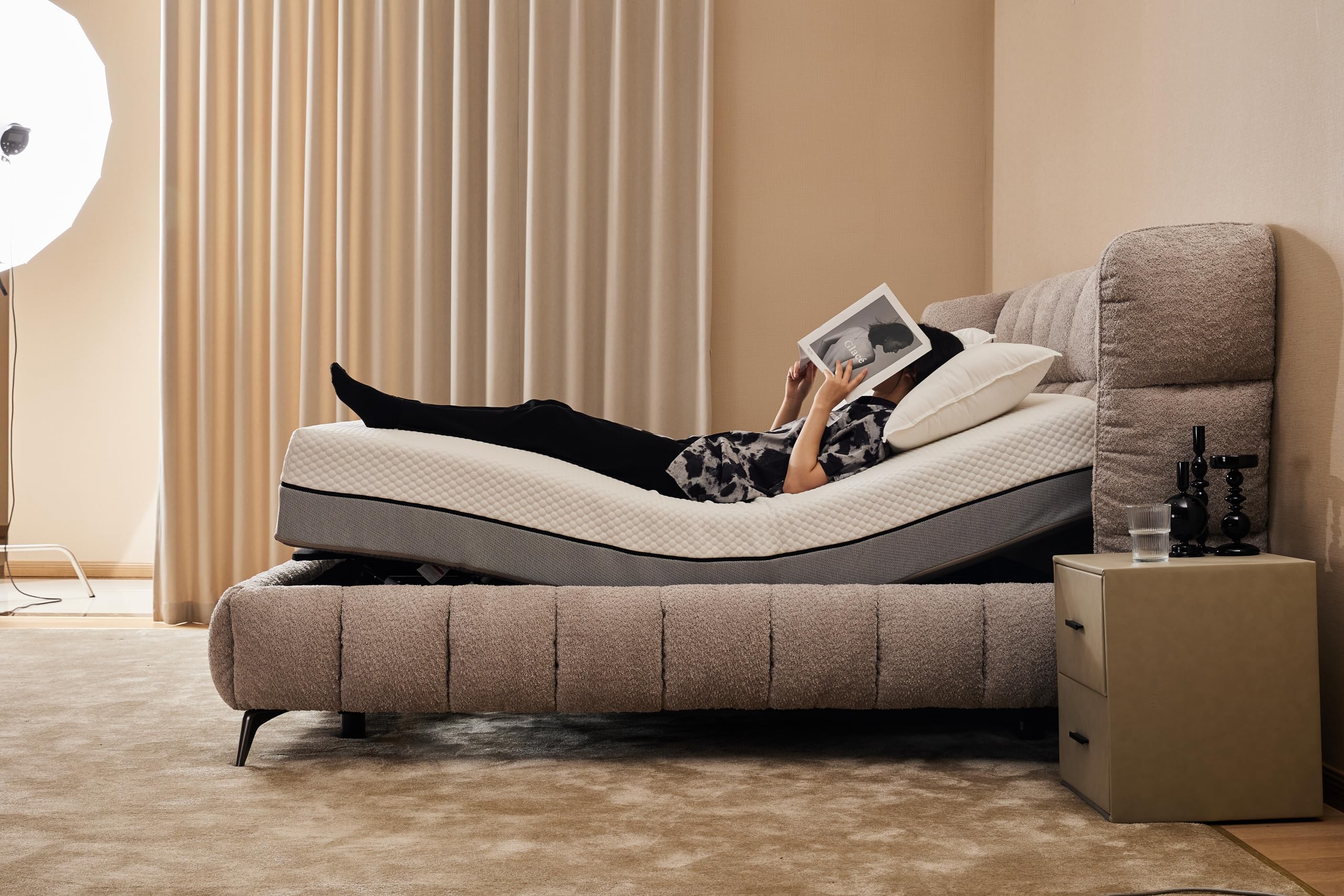 Yehha Queen Size Adjustable Bed Base, Metal Bedframe Base with 3 Sleep Modes, Wireless Remote Control, Head and Foot Lift, Whisper Quiet Durable Motor, Antique Black