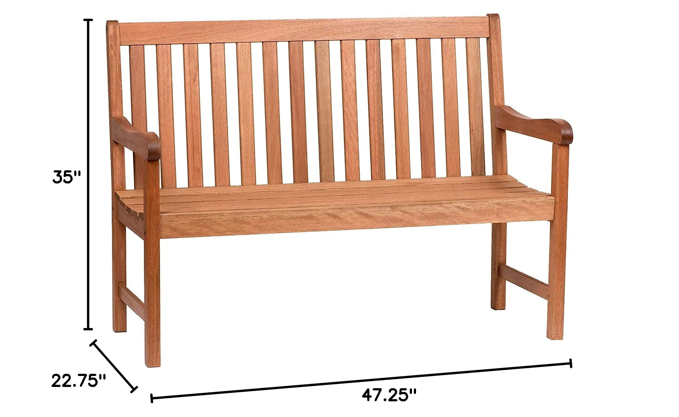 Amazonia Milano 4-Feet Patio Bench | Eucalyptus Wood | Ideal for Outdoors and Indoors, Light Brown