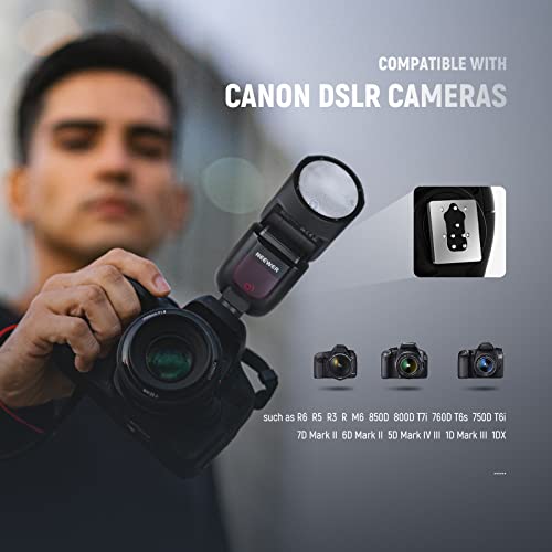 NEEWER Z1-C TTL Round Head Speedlite Flash Kit Compatible with Canon, 76Ws 2.4G 1/8000s HSS Flash with Modeling Lamp, Two 2600mAh Lithium Battery and USB Charger, 480 Full Power Shots, 1.5s Recycling