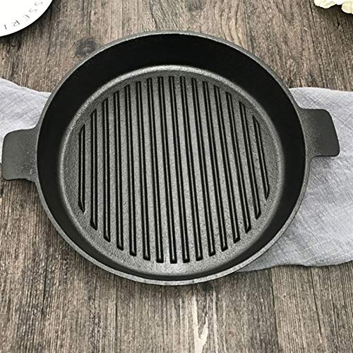 SDGH Thick Striped Cast Iron Frying Pans, Steak Grill Frying Pans Uncoated Non-Stick Grill Plate Cooking Roasting Pot