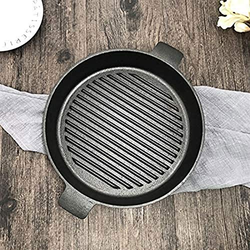 SDGH Thick Striped Cast Iron Frying Pans, Steak Grill Frying Pans Uncoated Non-Stick Grill Plate Cooking Roasting Pot