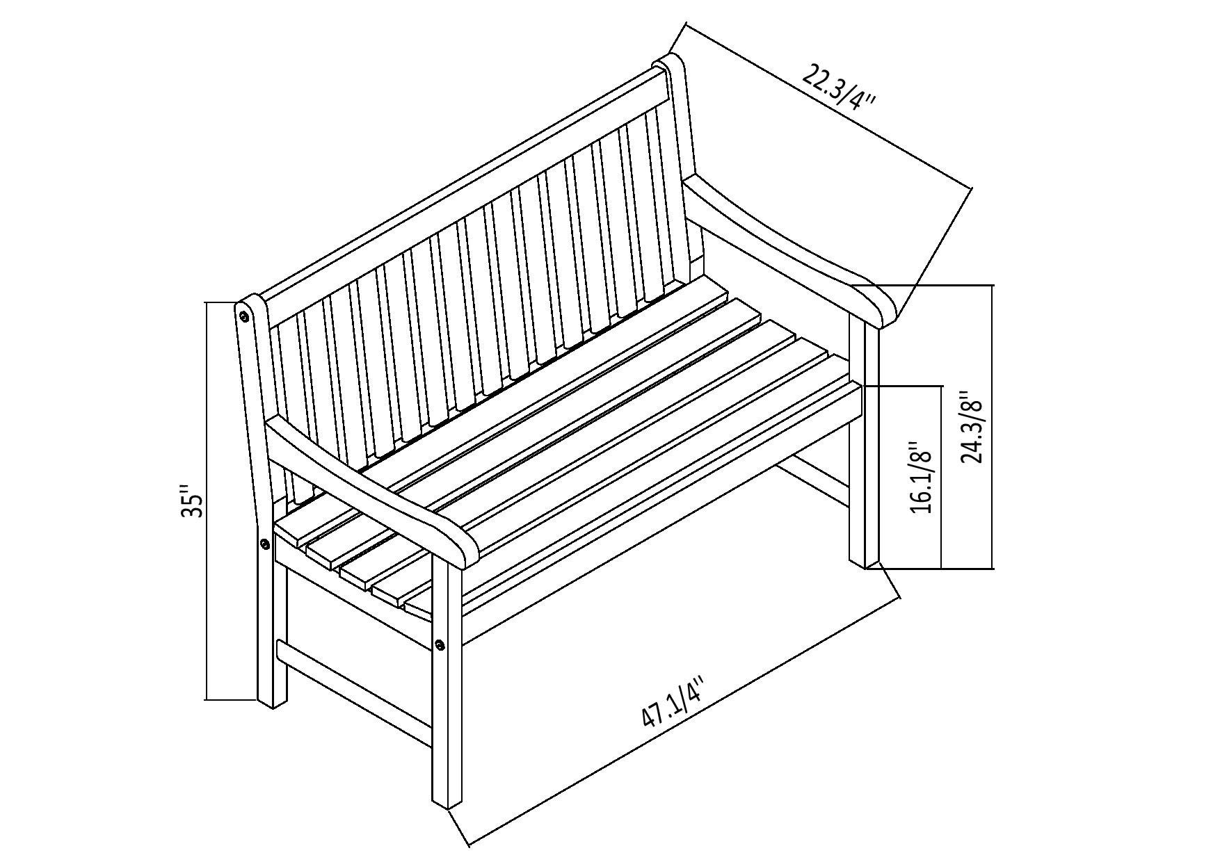 Amazonia Milano 4-Feet Patio Bench | Eucalyptus Wood | Ideal for Outdoors and Indoors, Light Brown