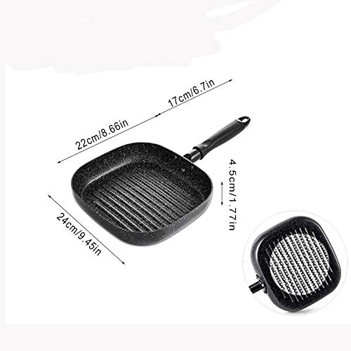 SDGH Aluminum Non-Stick Square Grill Pan Steak Fry Pans Multi-Function Snowflake Striped Frying Pan