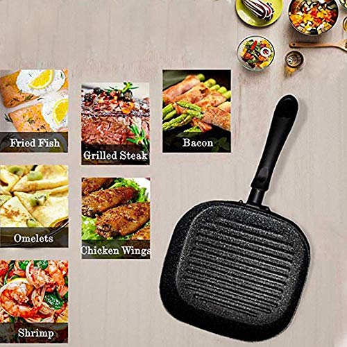 SDGH Aluminum Non-Stick Square Grill Pan Steak Fry Pans Multi-Function Snowflake Striped Frying Pan