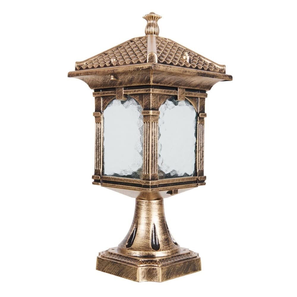 MODEBHD European Copper Column Lamp Outdoor Waterproof Garden Table Lamp Glass E27 Decoration Illumination Bollard Lamp Terrace Balcony Corridor Aisle Lighting Fixture Street Post Lamp