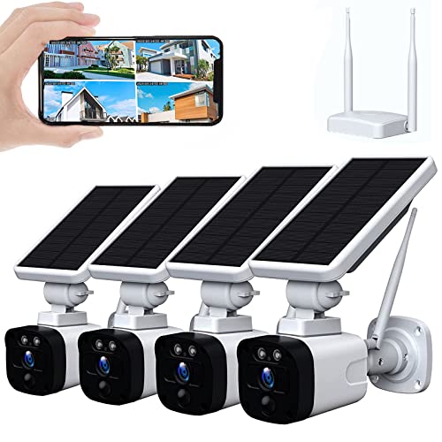 Wireless Solar Security Camera Outdoor,Solar Home Security Camera System, Forever Power,100% Wire-Free,1080P Night Vision Camera, 2 Way Talk,PIR Motion Detection,IP66 Waterproof,Cloud Storage/SD Slot