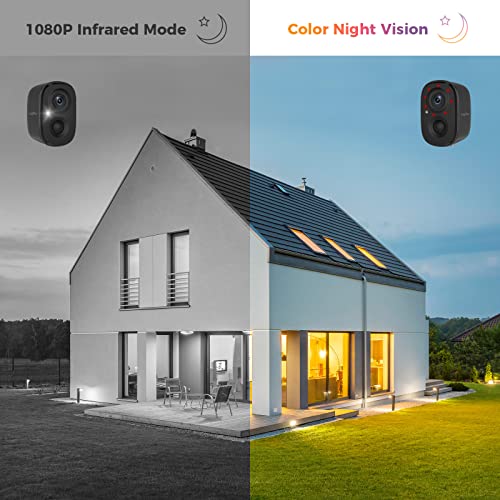 LongPlus 2 Pack Wireless Outdoor Security Camera,Battery Powered Wireless Security Camera for Home Security, Wireless WiFi Camera with AI Detection, Color Night Vision,Spotlight,2 Way Audio,Only2.4Ghz