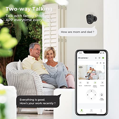 LongPlus 2 Pack Wireless Outdoor Security Camera,Battery Powered Wireless Security Camera for Home Security, Wireless WiFi Camera with AI Detection, Color Night Vision,Spotlight,2 Way Audio,Only2.4Ghz