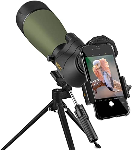 Gosky Updated 20-60x80 Spotting Scopes with Tripod, Carrying Bag and Quick Phone Holder - BAK4 High Definition Waterproof Spotter Scope for Bird Watching Wildlife Scenery1