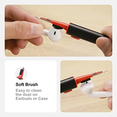 Cleaner Kit for Airpods Pro 1 2 3 Multi-Function Cleaning Pen with Soft Brush Flocking Sponge for Bluetooth Earphones Case Cleaning Tools Black