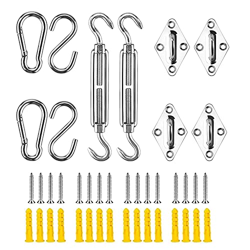 Shade Sail Hardware Kit, 6 inch Heavy Duty Awning Attachment Set for Garden Triangle and Square, Rectangle - 304 Stainless Steel Sun Shade Sail Fixing Hardware Accessories Kit