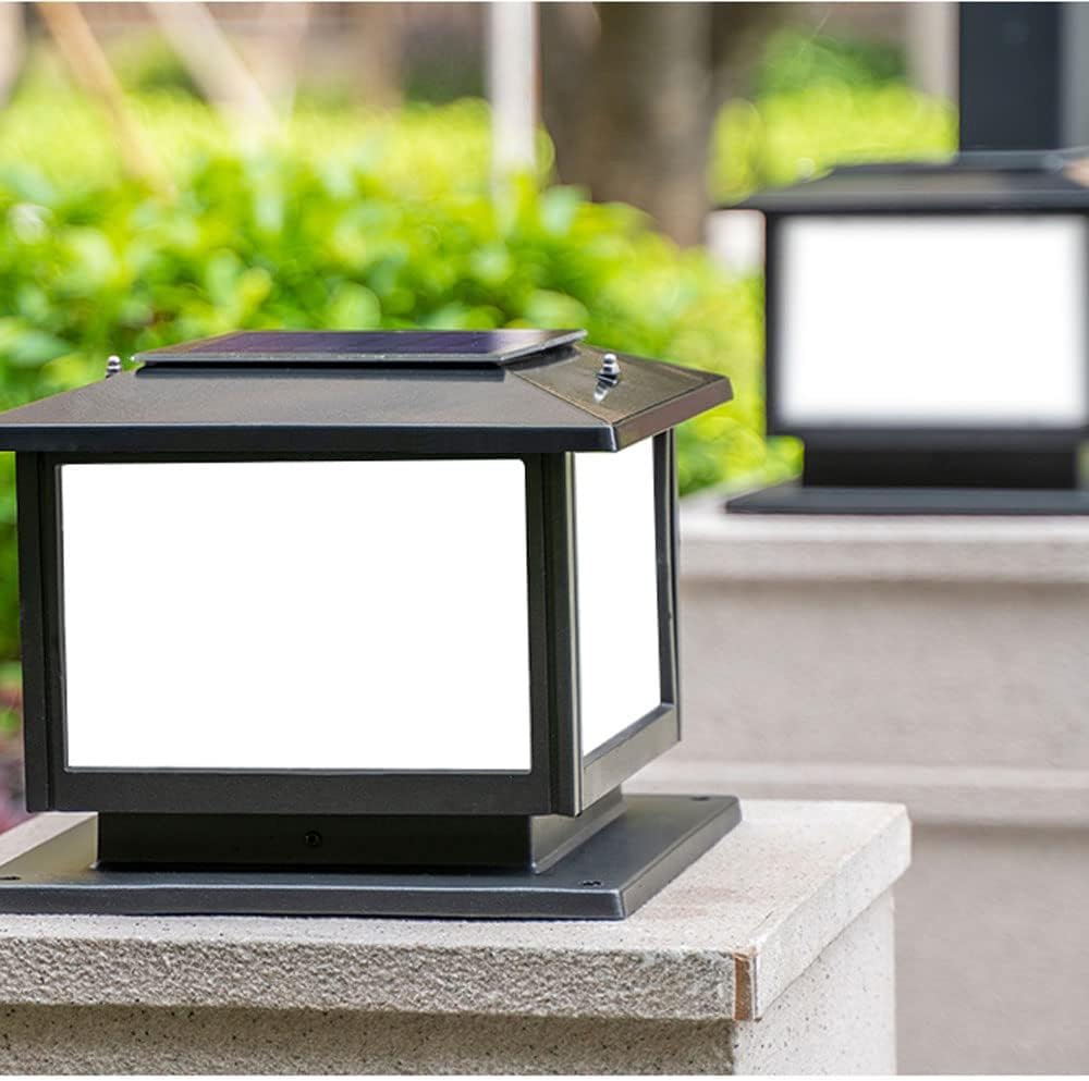 MODEBHD Nordic Terrace Pillar Lantern, Minimalist Landscape Column Light, Personality Entryway Post Light, Solar Power Dual Use Outdoor Lighting, Decoration Gate Wall Solar Light