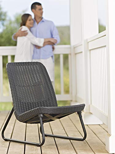 Keter 17197637 Rio 2 Seater Rattan Outdoor Patio Garden Furniture Set, Graphite
