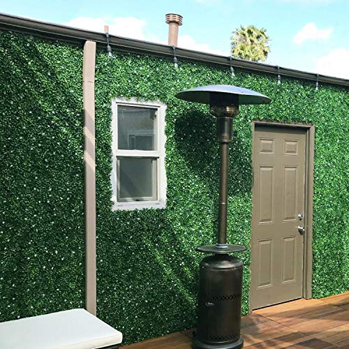Yaheetech 20 x 20 inch Artificial Boxwood Panels w/Little White Flowers UV Protected Topiary Hedge Plant Privacy Hedge Screen Decorations for Garden,Home,Backyard and Green 12 Pcs