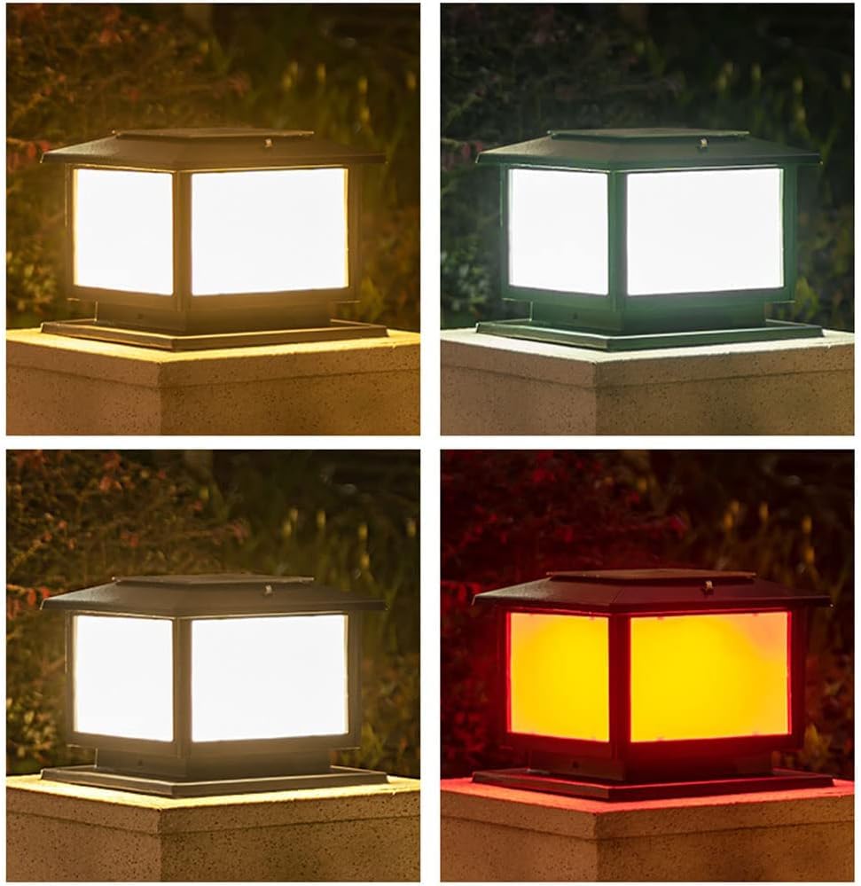 MODEBHD Nordic Terrace Pillar Lantern, Minimalist Landscape Column Light, Personality Entryway Post Light, Solar Power Dual Use Outdoor Lighting, Decoration Gate Wall Solar Light