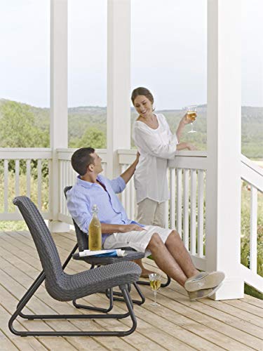 Keter 17197637 Rio 2 Seater Rattan Outdoor Patio Garden Furniture Set, Graphite