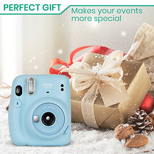 Fujifilm Instax Mini 11 Camera with Fujifilm Instant Mini Film (60 Sheets) Bundle with Deals Number One Accessories Including Carrying Case, Selfie Lens, Photo Album, Stickers (Ice White)