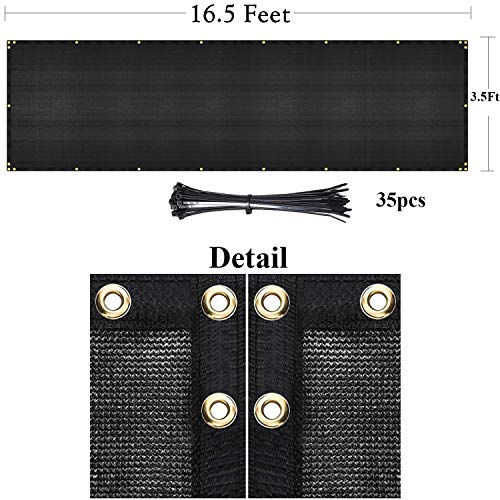 DearHouse Balcony Privacy Screen Cover, 3.5ft x16.5ft Privacy Screen Balcony Shield for Porch Deck Outdoor Backyard Patio Balconys, Includes 35 pc Cable Ties