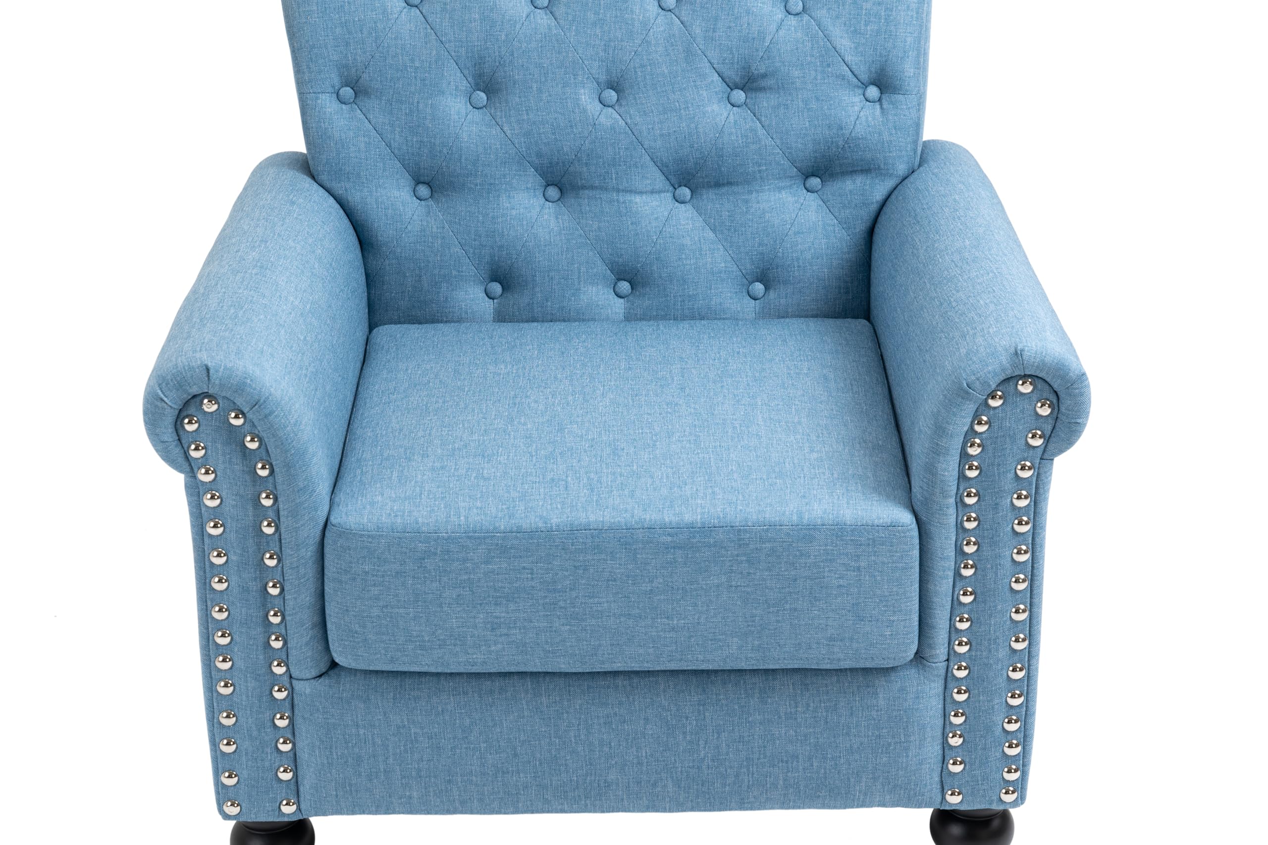 VanTook Linen Fabric Accent Chairs, Mid Century Modern Armchair for Living Room, Bedroom Upholstered Tufted Back Lounge Chair Comfy Reading Single Sofa with Wood Legs (Yellow)
