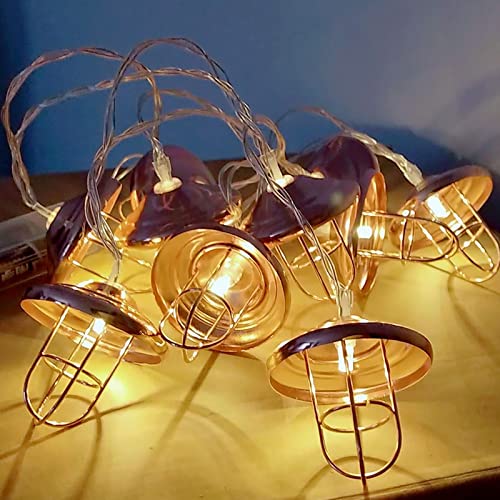 Fairy Lights 9.84Ft 20LED Lampshade Industrial Style Rose Gold Geometric String Lights for Bedroom, Christmas, Parties, Wedding, Centerpiece, Decoration