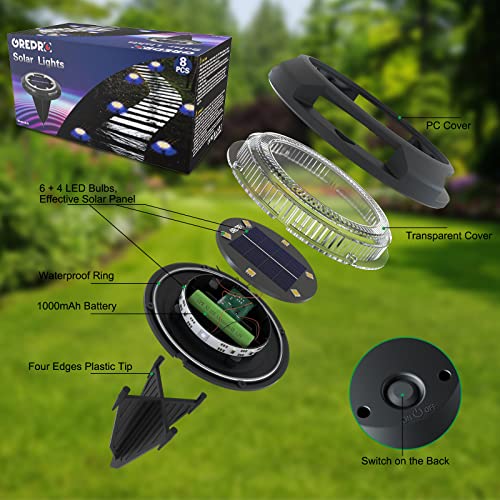 Solar Ground Lights, 8 Packs ππ πππ πππππ¦ππ‘ Solar Garden Lights IP65 Waterproof Outdoor In-Ground Landscape Lighting for Patio Pathway Lawn Yard Deck Driveway Walkway(Warm White+Blue)