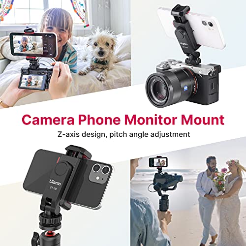 Phone Tripod Mount Holder for iPhone - ULANZI ST-06S Camera Hot Shoe Phone Mount 2 Cold Shoe Phone Holder Compatible for iPhone Android Sony Canon DJI Ronin S/SC Zhiyun Gimbals