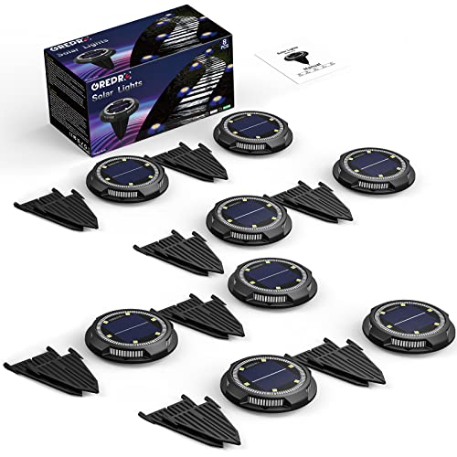 Solar Ground Lights, 8 Packs ππ πππ πππππ¦ππ‘ Solar Garden Lights IP65 Waterproof Outdoor In-Ground Landscape Lighting for Patio Pathway Lawn Yard Deck Driveway Walkway(Warm White+Blue)